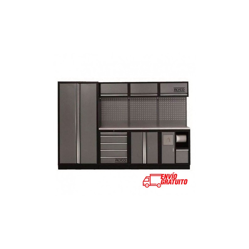 MUEBLE DE TALLER 458X2000X2955MM 4 MÓDULOS ACERO INOX.【Envío 24h】